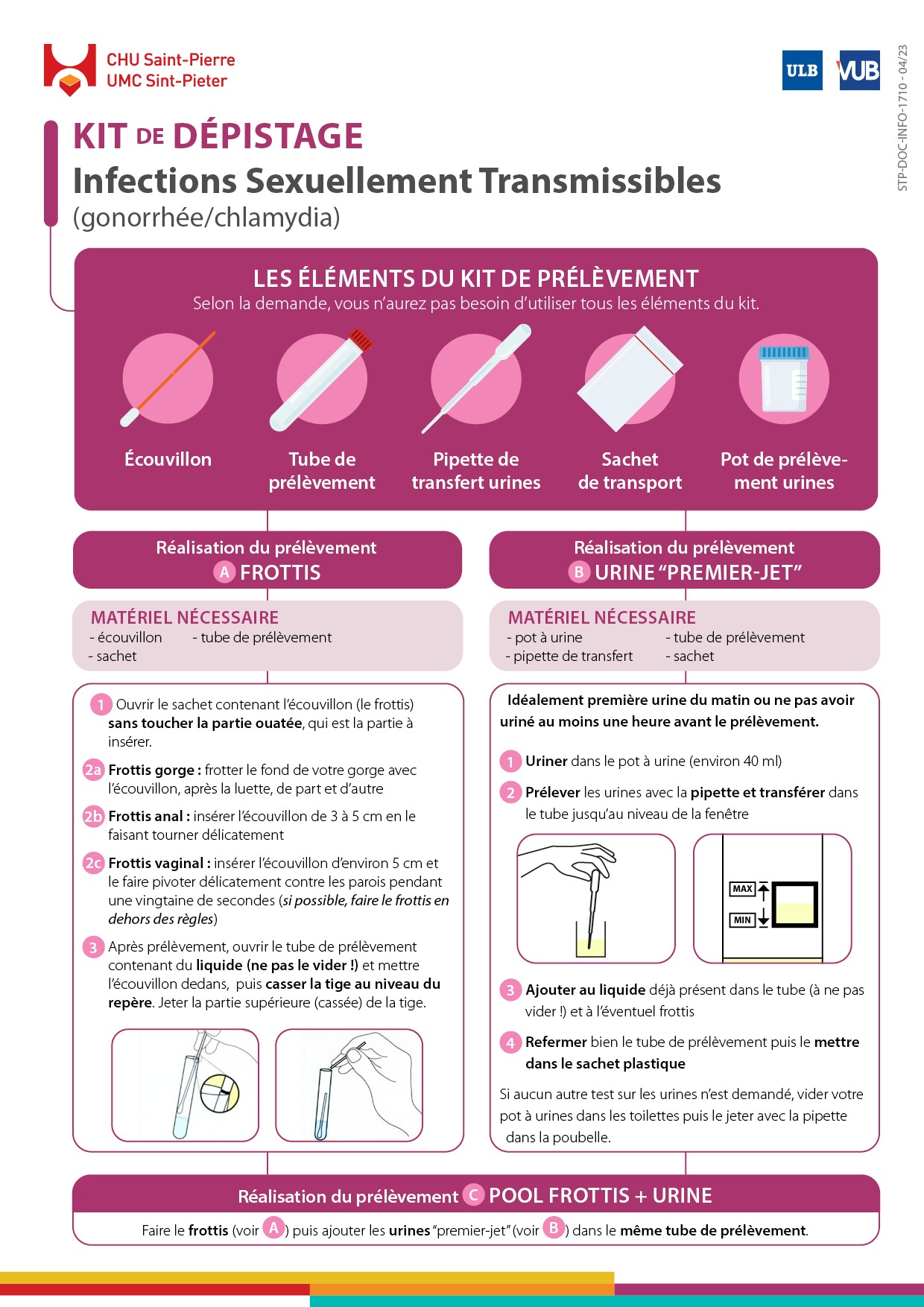 Kit de dépistage IST : Gonorrhée et Chlamydia - CHU Saint-Pierre | UMC ...